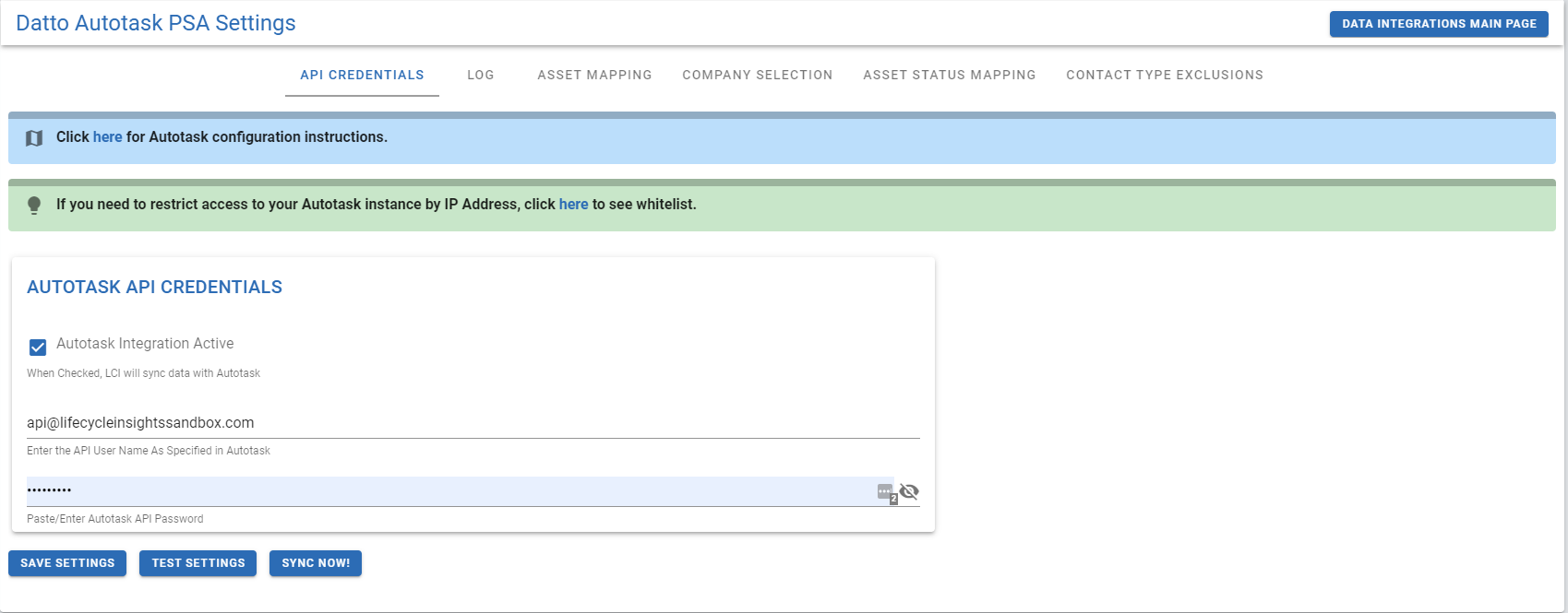 Datto Autotask PSA Integration – Lifecycle Insights