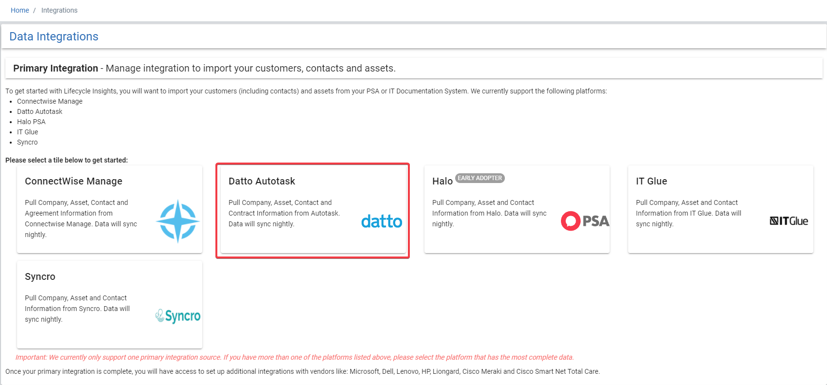 Datto Autotask PSA Integration – Lifecycle Insights