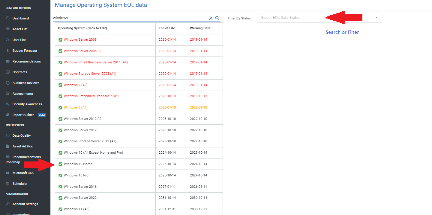 Managing the Operating System End of Life Settings – Lifecycle Insights