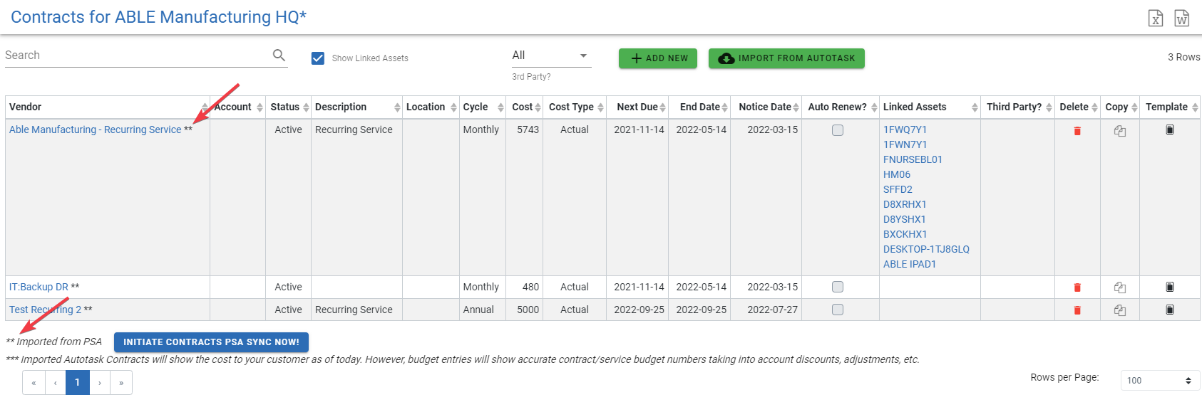 Importing Contracts from Autotask (Primary Integration -> Autotask) – Lifecycle Insights