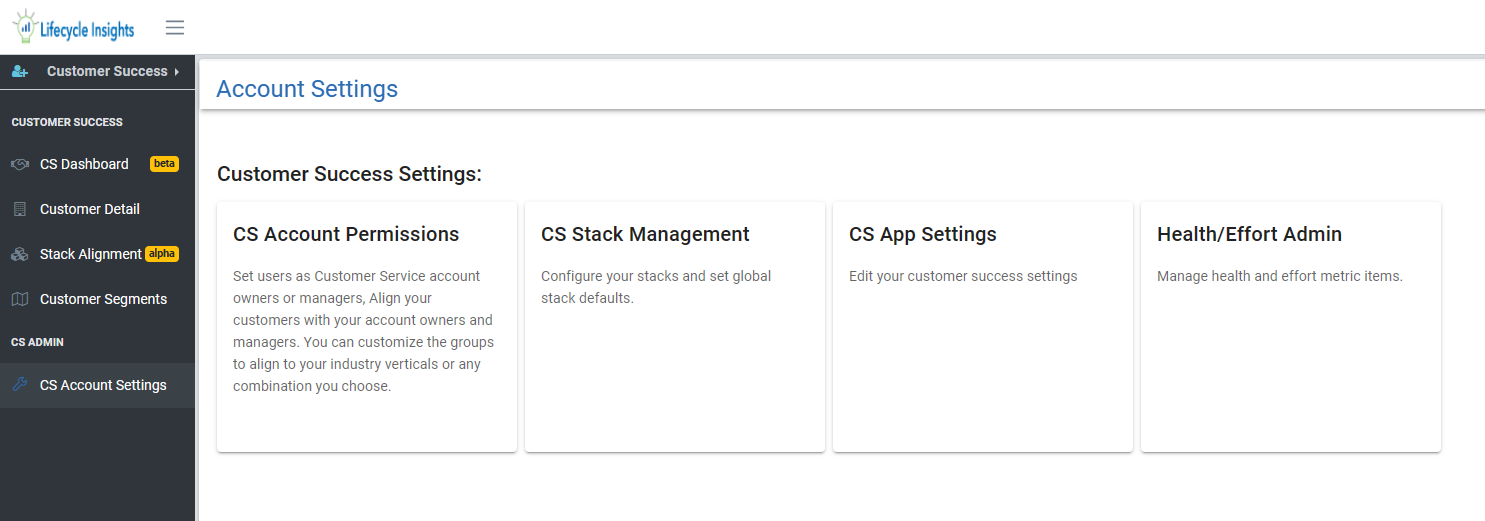 Customer Success - Account Settings – Lifecycle Insights
